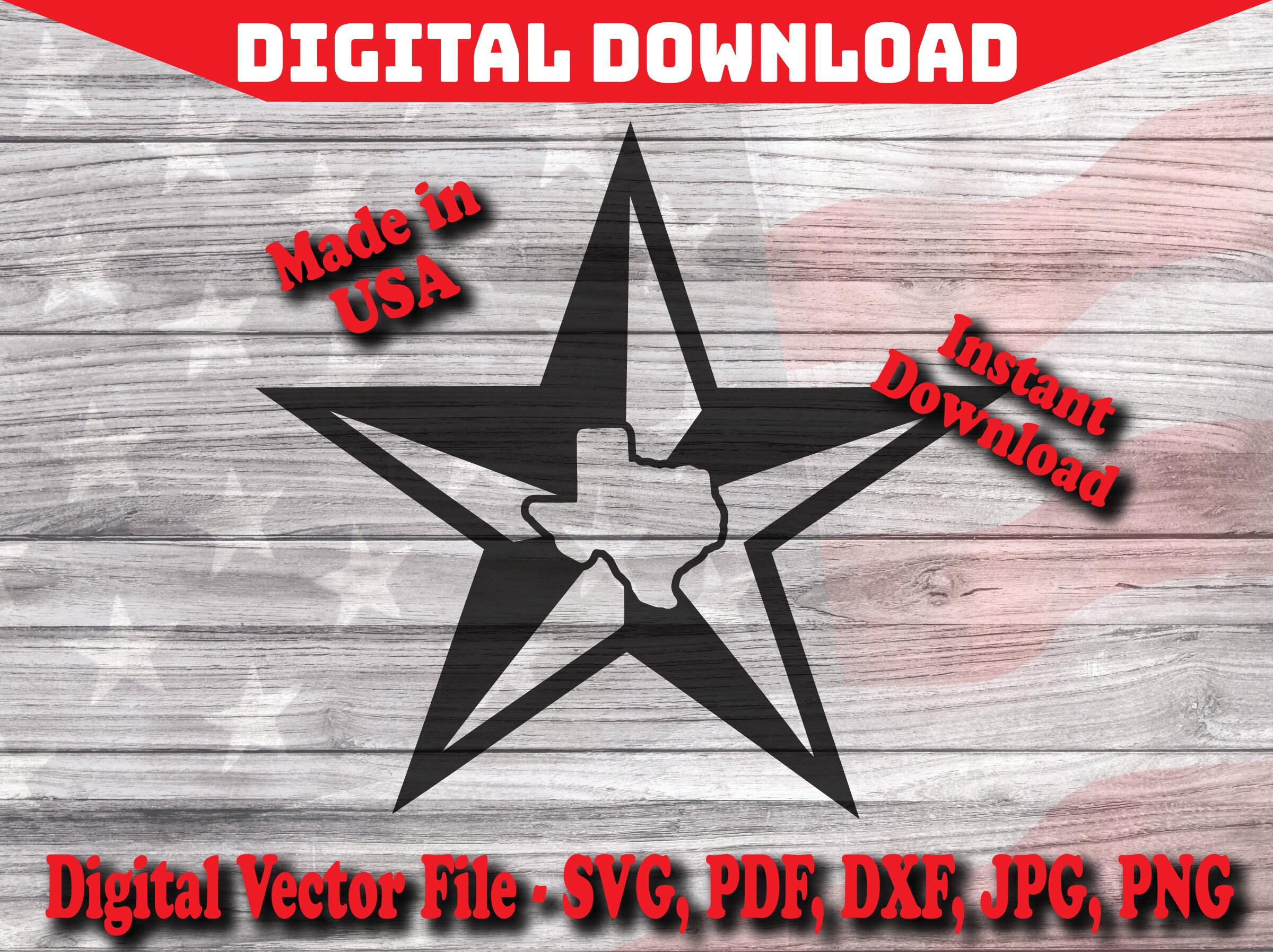 Texas State Star Design Digital Instant Download SVG | Etsy
