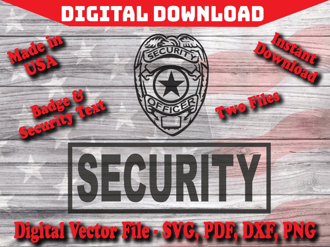 Security Officer Badge Text Svg, Security Guard 2 Svgs Shield ...