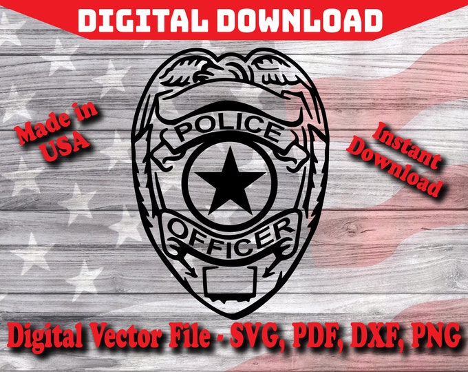 Police Officer Badge Svg, Cop Shield Law Enforcement First Responder ...