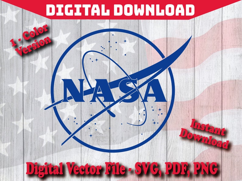 NASA Circle Logo 1 Color Digital Instant Download SVG, Silhouette ...