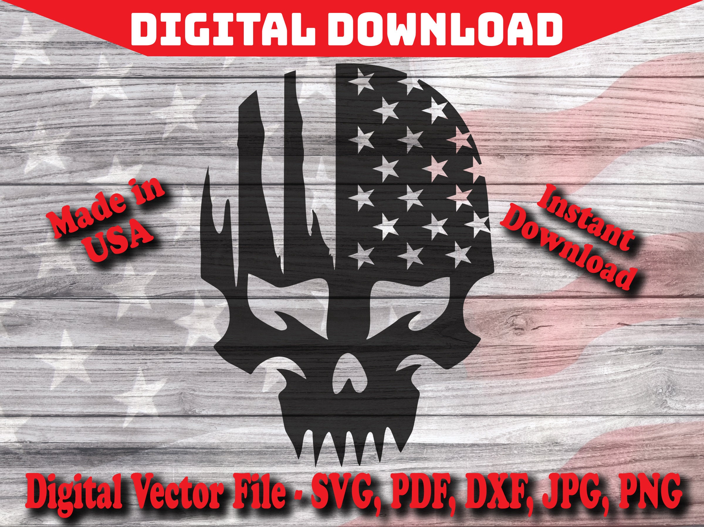 Distressed Skull USA Flag Digital Instant Download SVG - Etsy