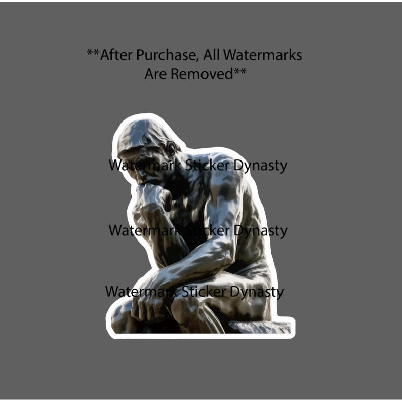 The Thinker Statue Sticker Waterproof Decal Art Stoic Paris France Gift ...