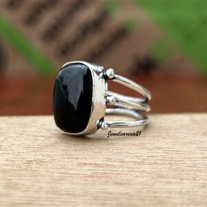 Black Onyx Ring, Rectangle Black Onyx Ring, Black Onyx Sterling Silver Ring, Black Onyx ...