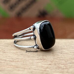 Black Onyx Ring, Rectangle Black Onyx Ring, Black Onyx Sterling Silver Ring, Black Onyx ...