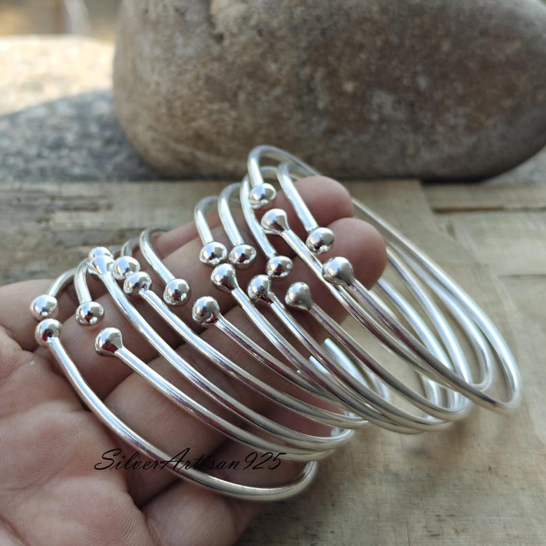 Sterling Silver Bangle Set: Thick West Indian Style, Set of 10 - Etsy