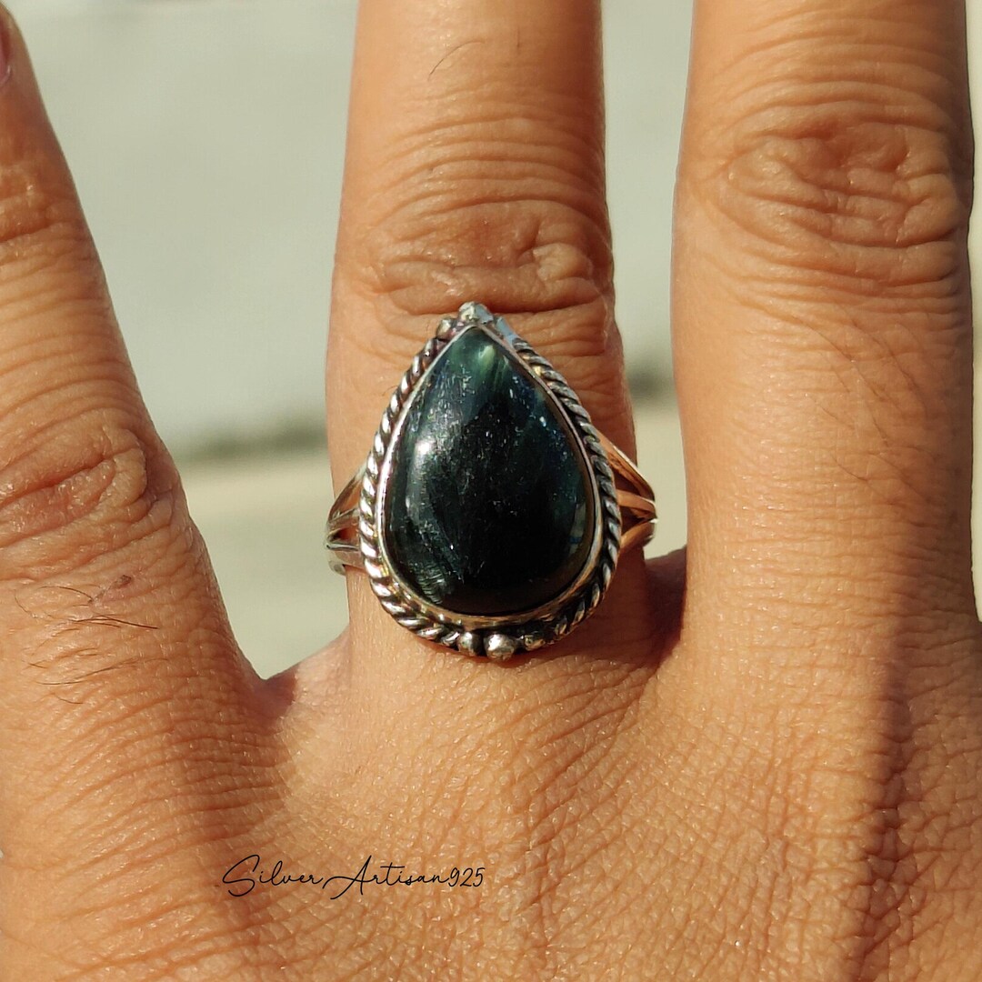 Seraphinite Ring for Women \ Handmade Sterling Silver Jewelry ...
