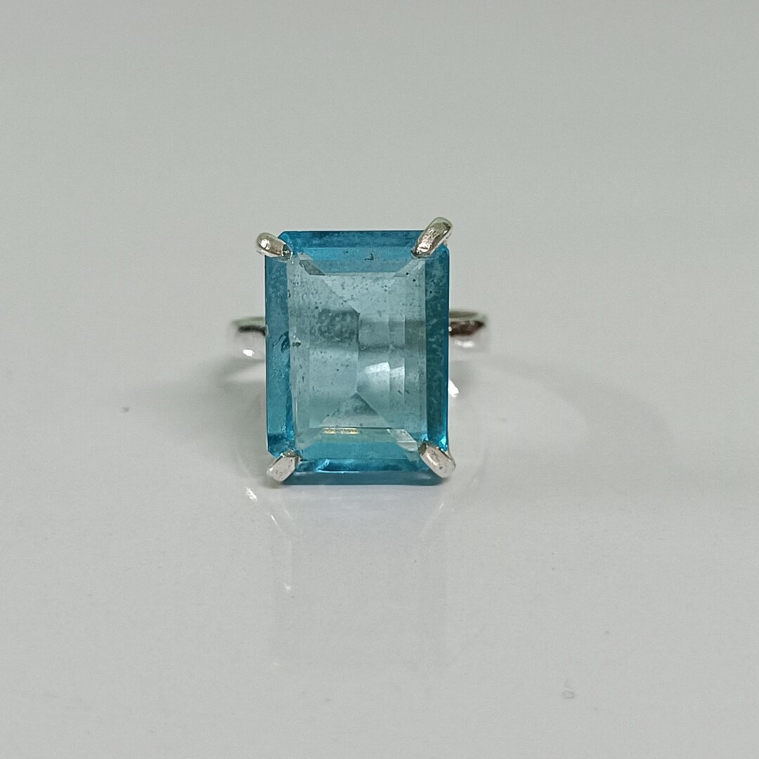 Blue Topaz Ring: Handmade Sterling Silver Minimalist Boho Ring - Etsy