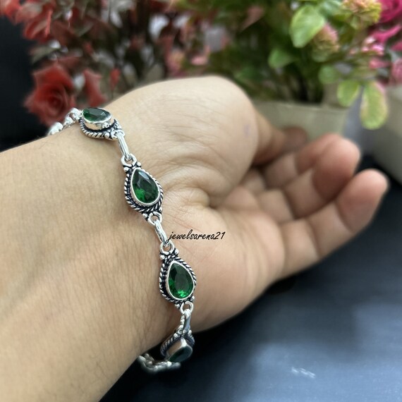 Sterling silver emerald bracelet store
