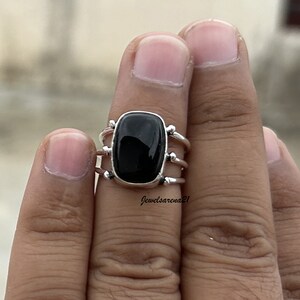 Black Onyx Ring, Rectangle Black Onyx Ring, Black Onyx Sterling Silver Ring, Black Onyx ...