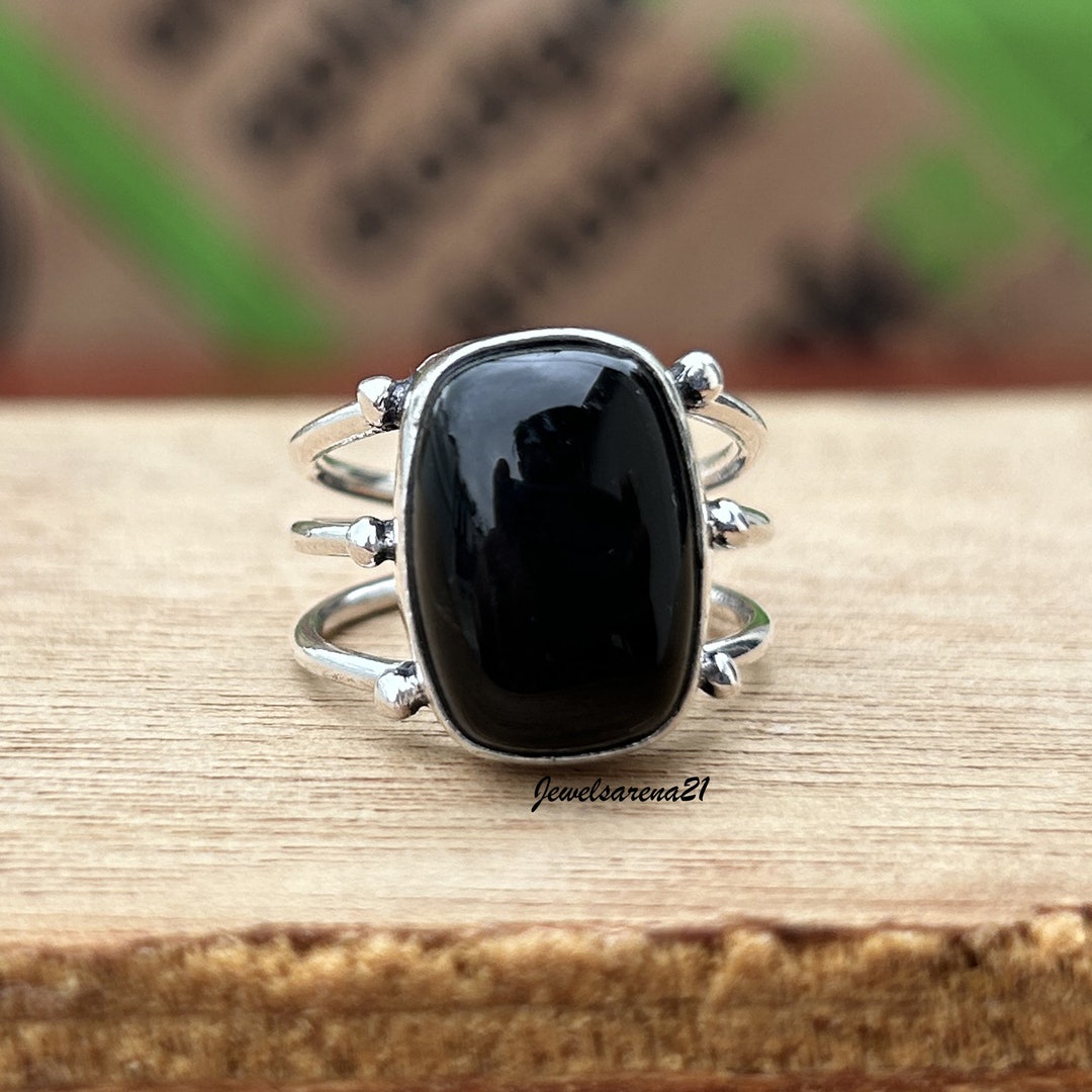 Black Onyx Ring, Rectangle Black Onyx Ring, Black Onyx Sterling Silver ...