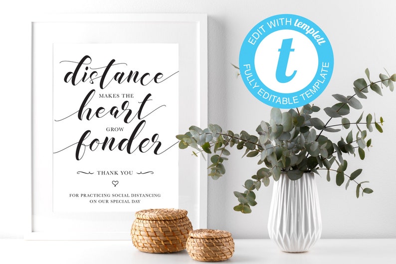 Editable Distance Makes the Heart Grow Fonder. Social - Etsy