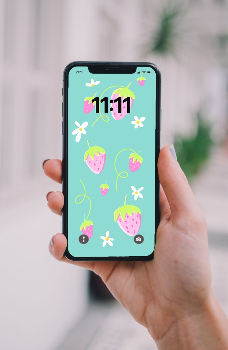 IPhone Lock Screen WALLPAPER Instant Download Digital Download Strawberries Fruit Summer ...