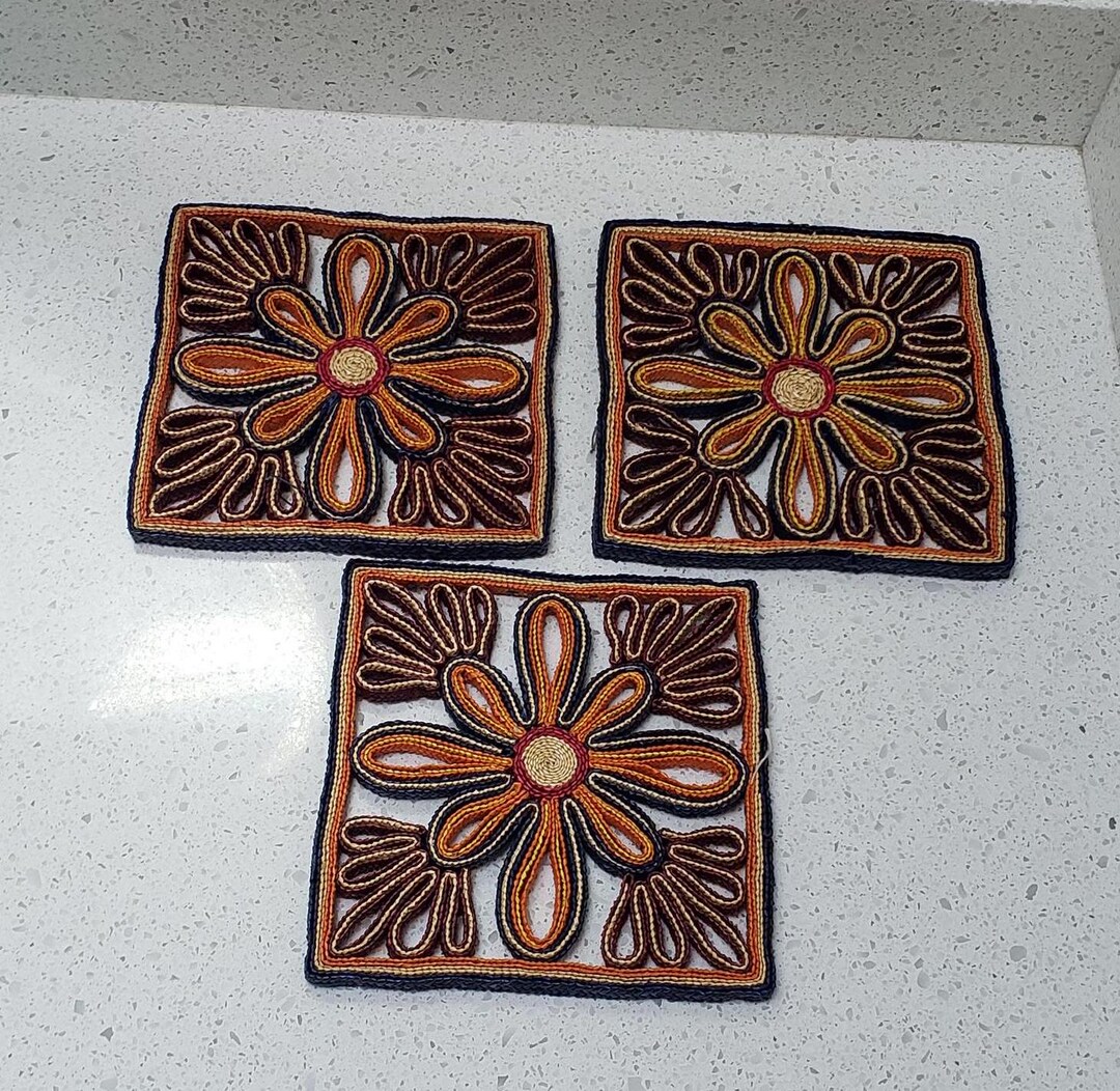 Vintage Raffia Trivets - Etsy
