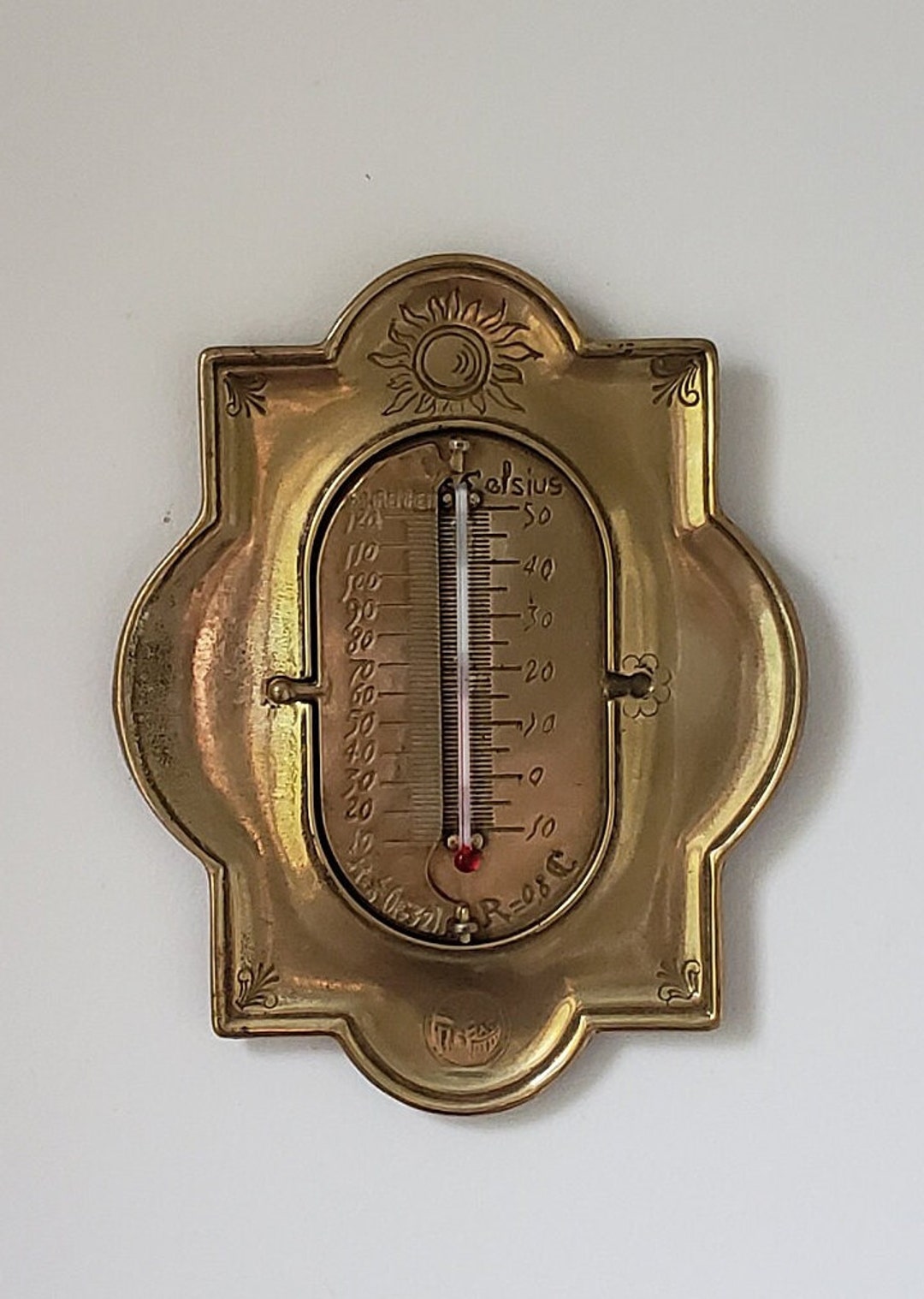 Vintage Brass 3-scale Wall Thermometer - Etsy