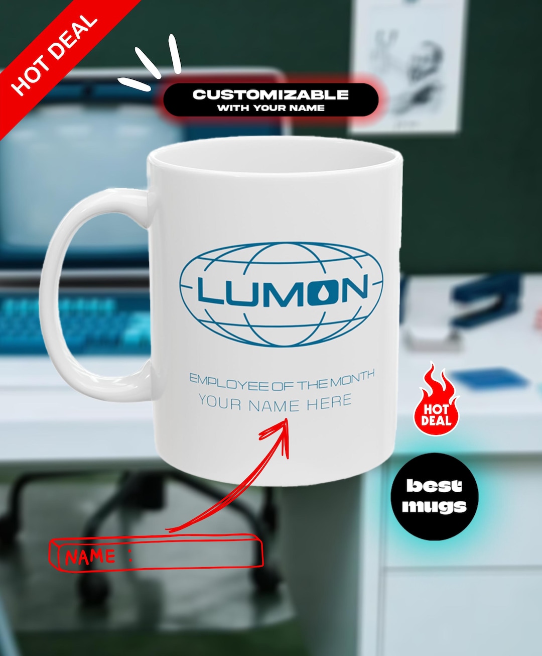 LUMON "employee of the Month" Custom Name Mug - Celebrate Your Severed ...