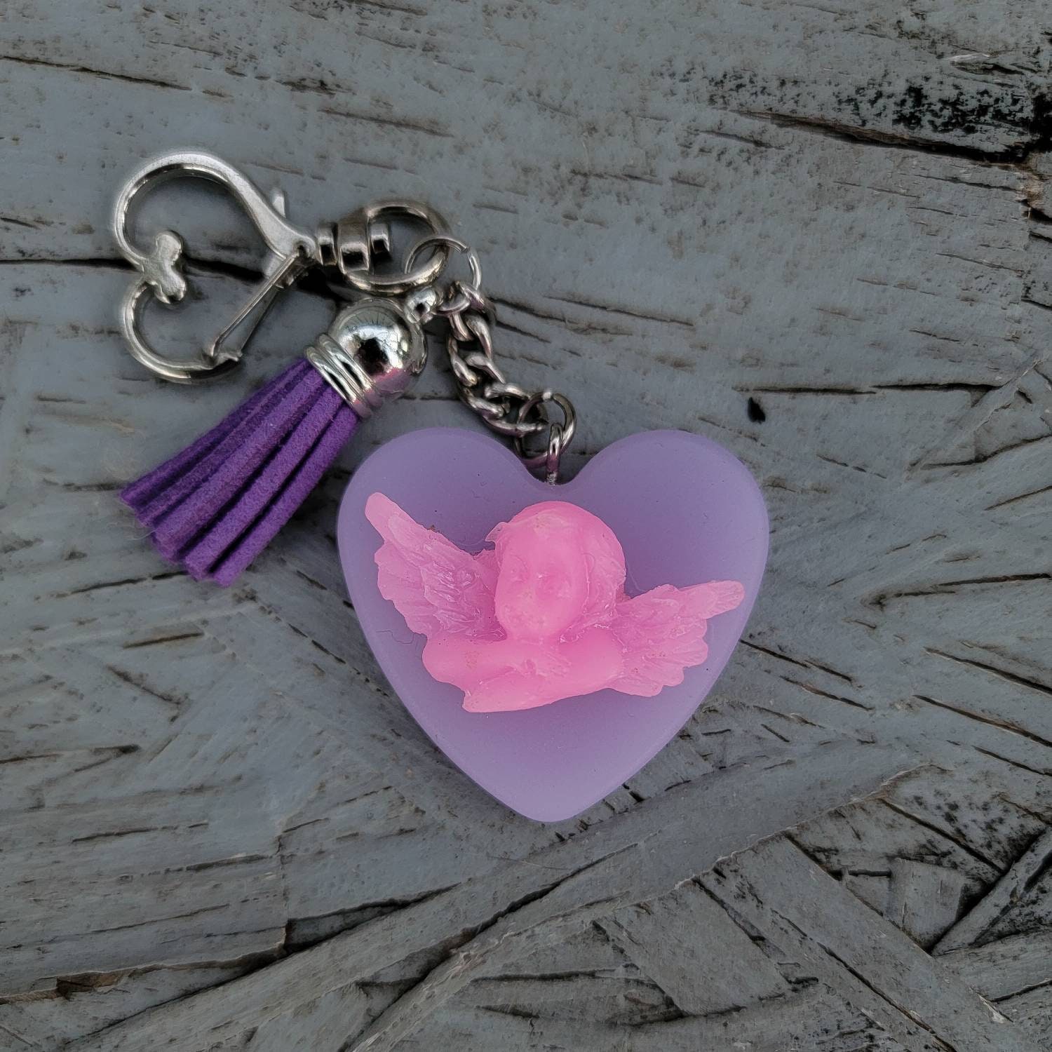 Purple Heart and Pink Angel Keychain 3 - Etsy