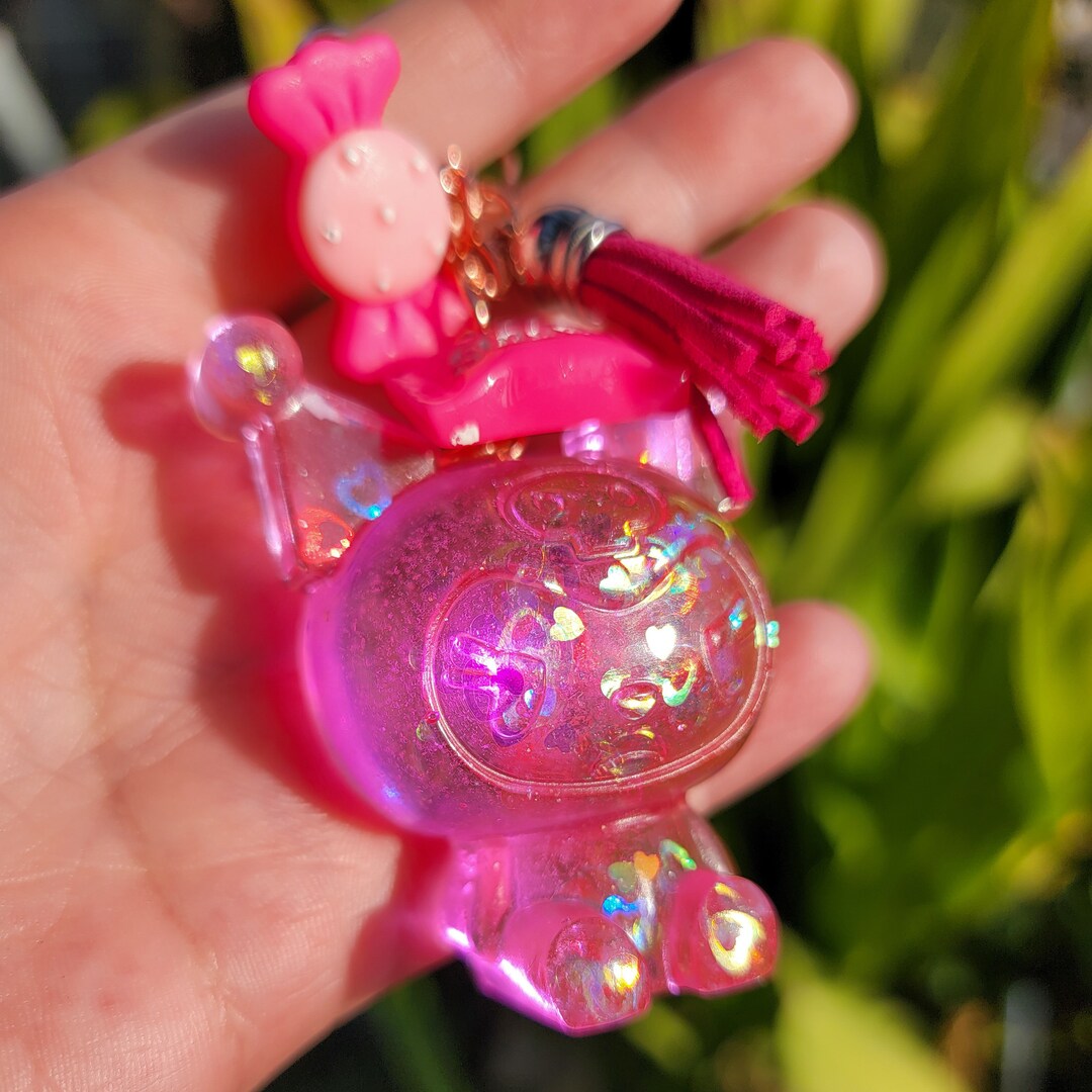 Pink Kuromi Sweets Resin Pom Pom Keychain - Etsy