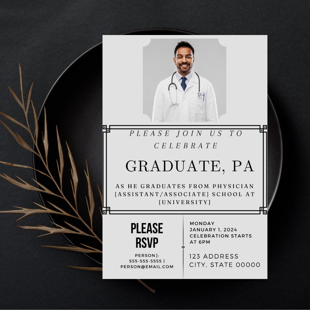 Men's Physician Assistant Graduation Invitation - Etsy