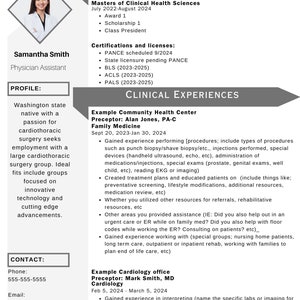 New Graduate Medical Physician Assistant Resume CV Editable Template - Etsy