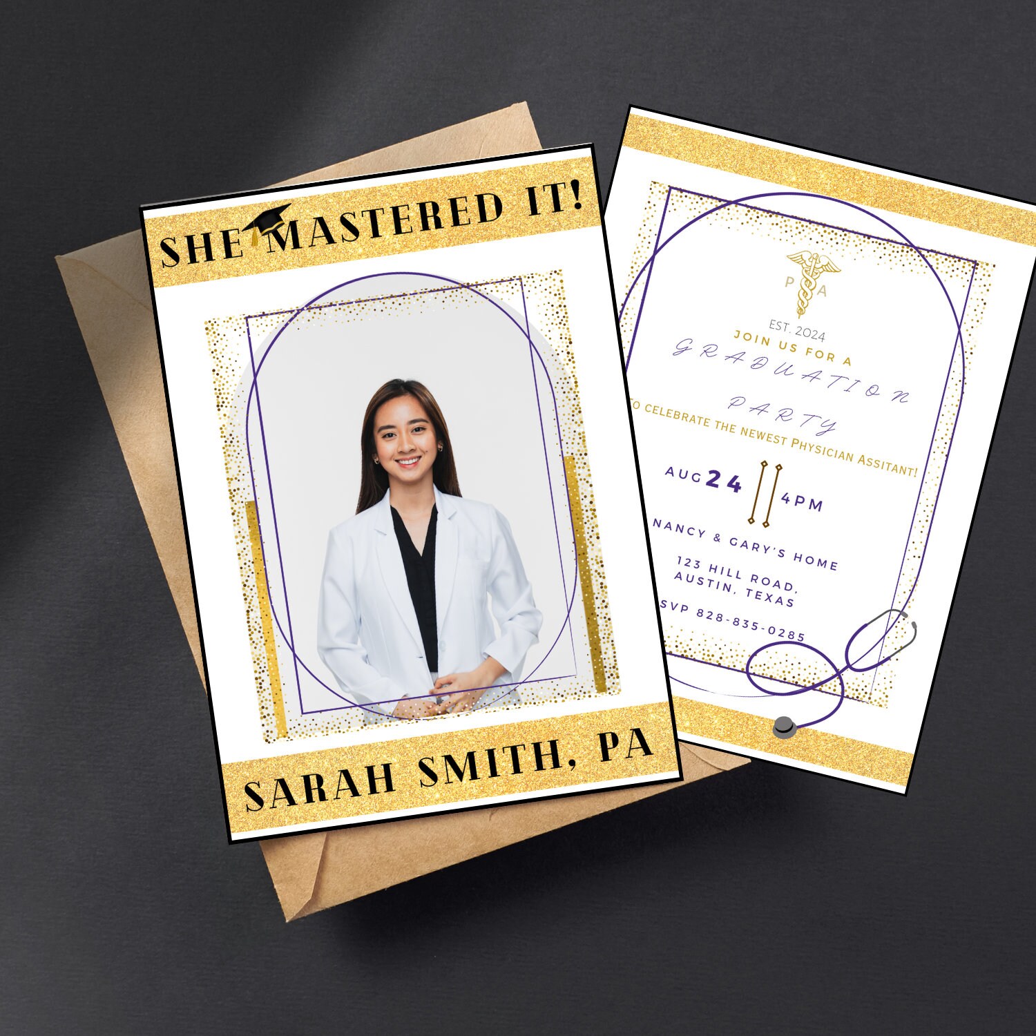 Mastered It! Master's Degree Physician Assistant Graduation Invitation ...