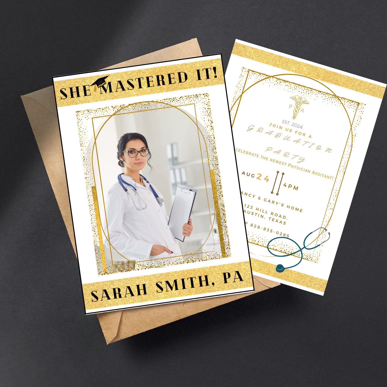 Mastered It! Master's Degree Physician Assistant Graduation Invitation ...