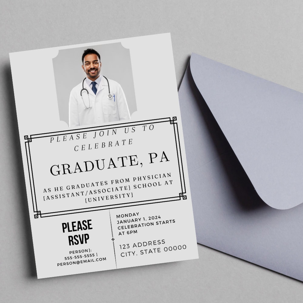 Men's Physician Assistant Graduation Invitation - Etsy