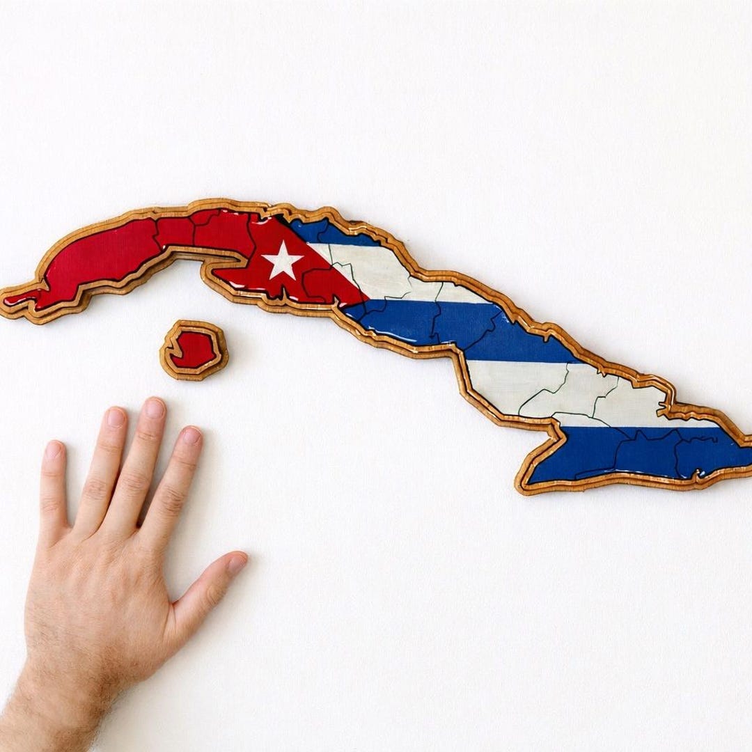 Cuba Wooden Map Wall Art With Flag Design - Handmade Caribbean Home ...