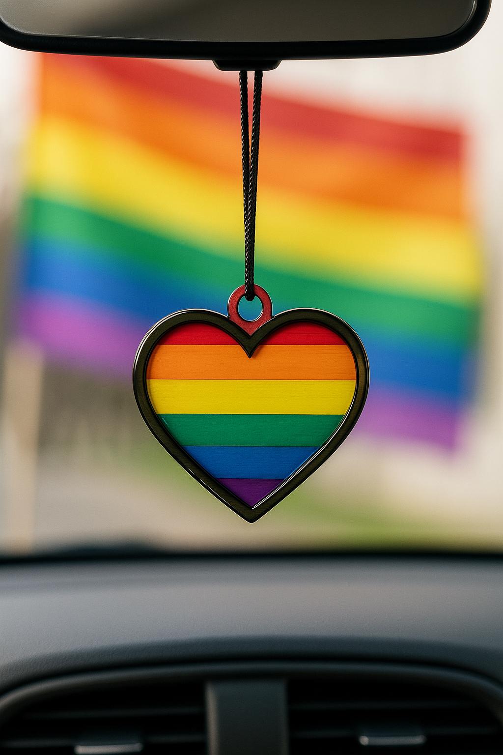 Rainbow Pride Heart Car Charm: Hand-painted Resin LGBTQ Decoration - Etsy