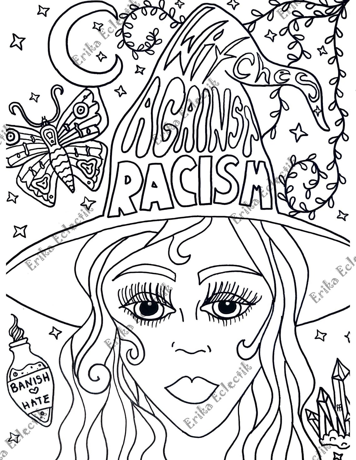 Witches Against Racism Coloring Book Page // Hand-drawn - Etsy