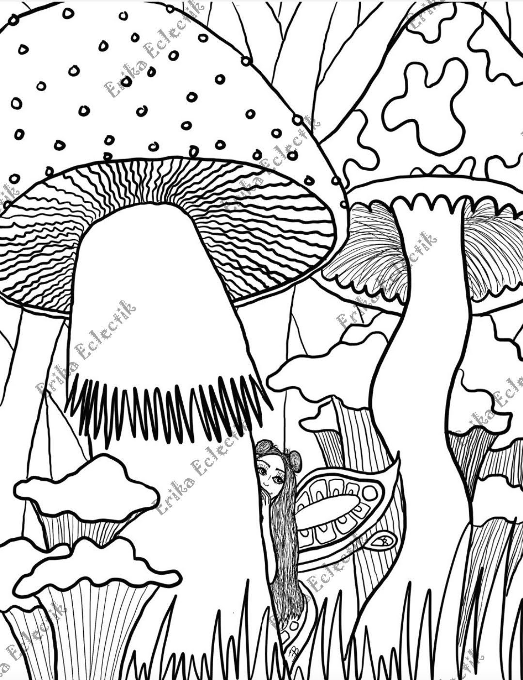 Psychedelic Pack of 6 Coloring Book Pages / Erika Eclectik Hand-drawn ...
