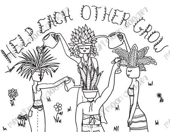 Help Each Other Grow Coloring Book Page / Empowering and - Etsy