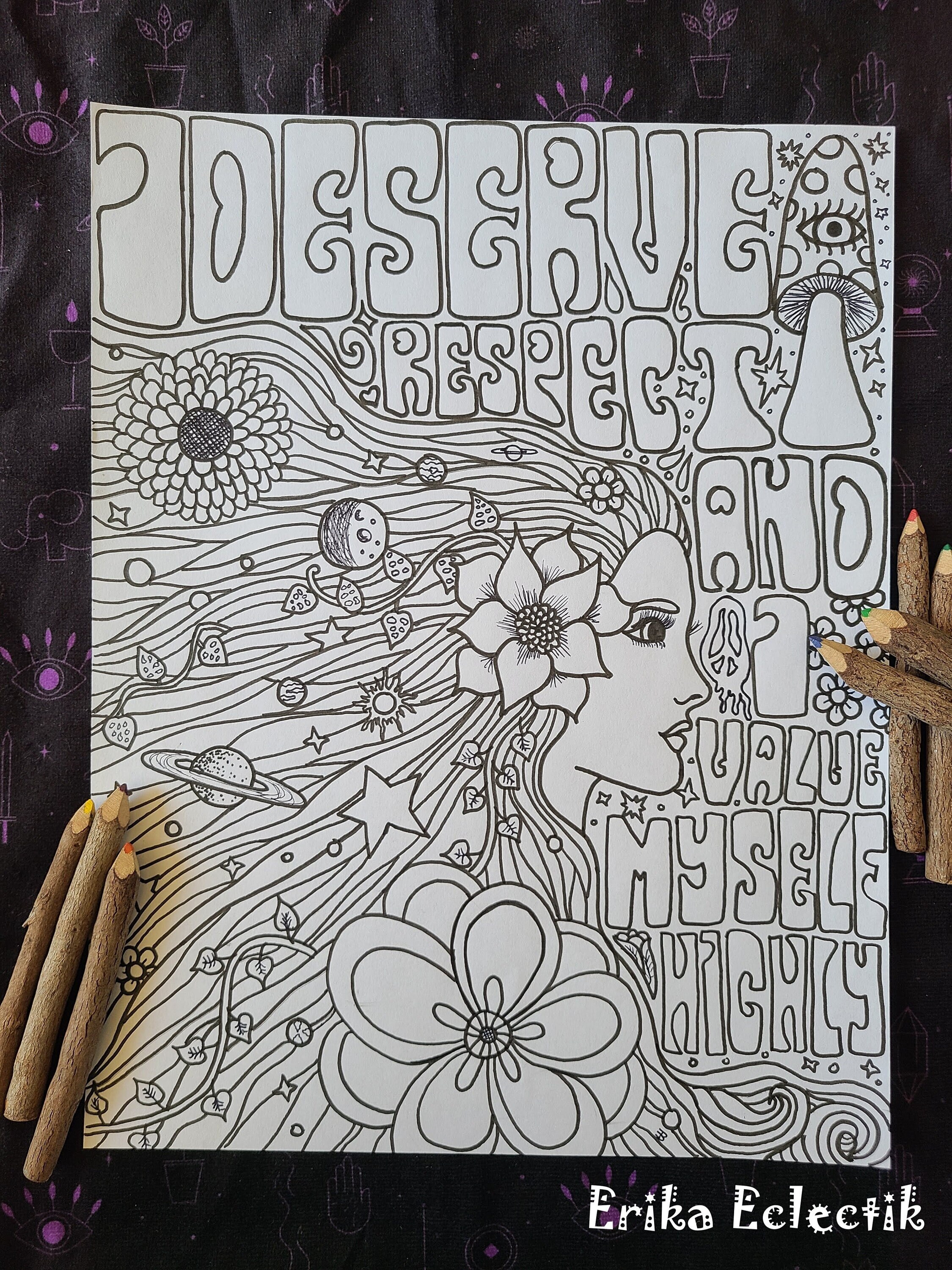 I Deserve Respect Coloring Book Page / Mantras and Affirmations ...