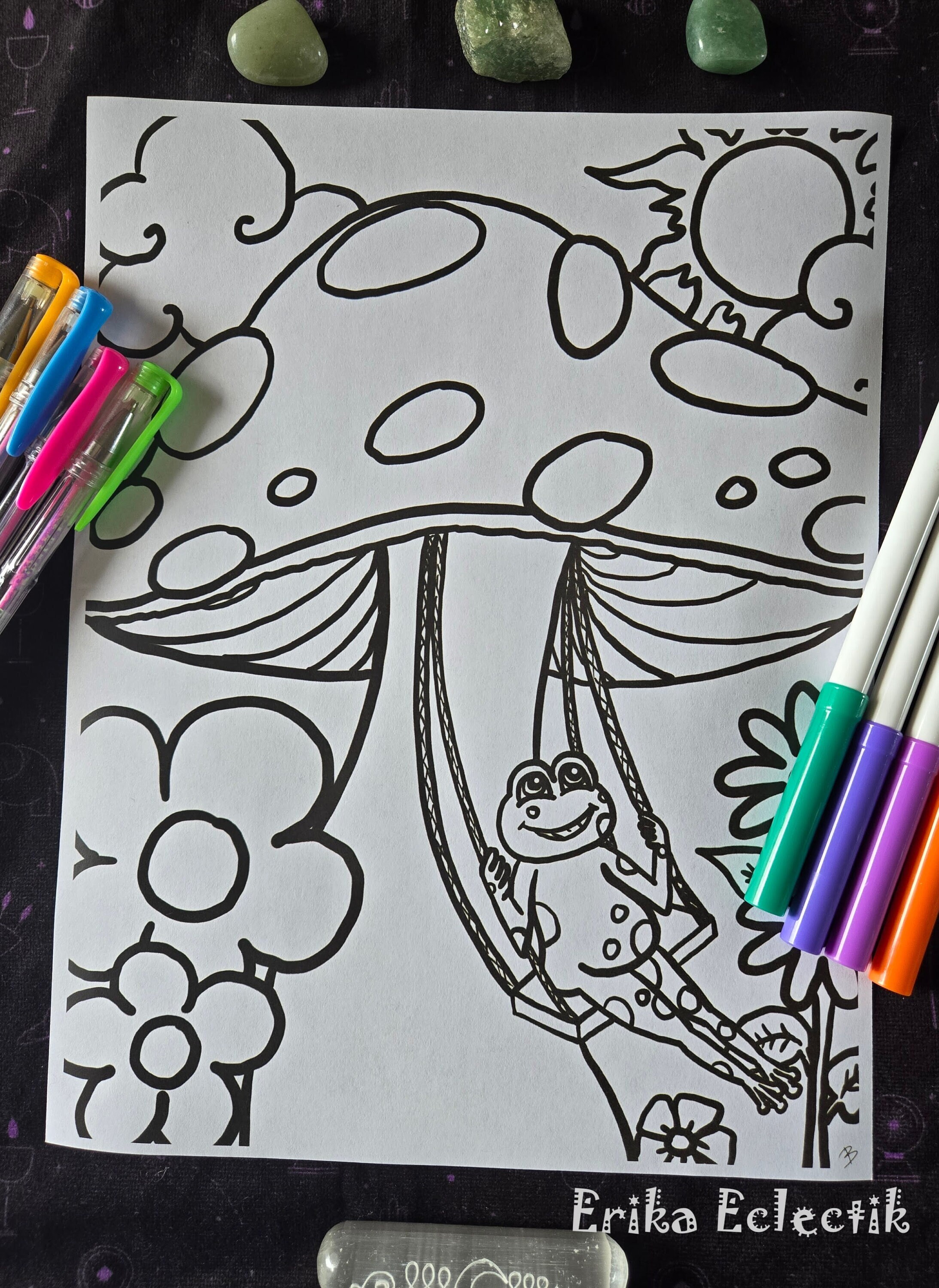 Happy Little Frog Coloring Book Page // Hand Drawn Print Your Own Adult ...
