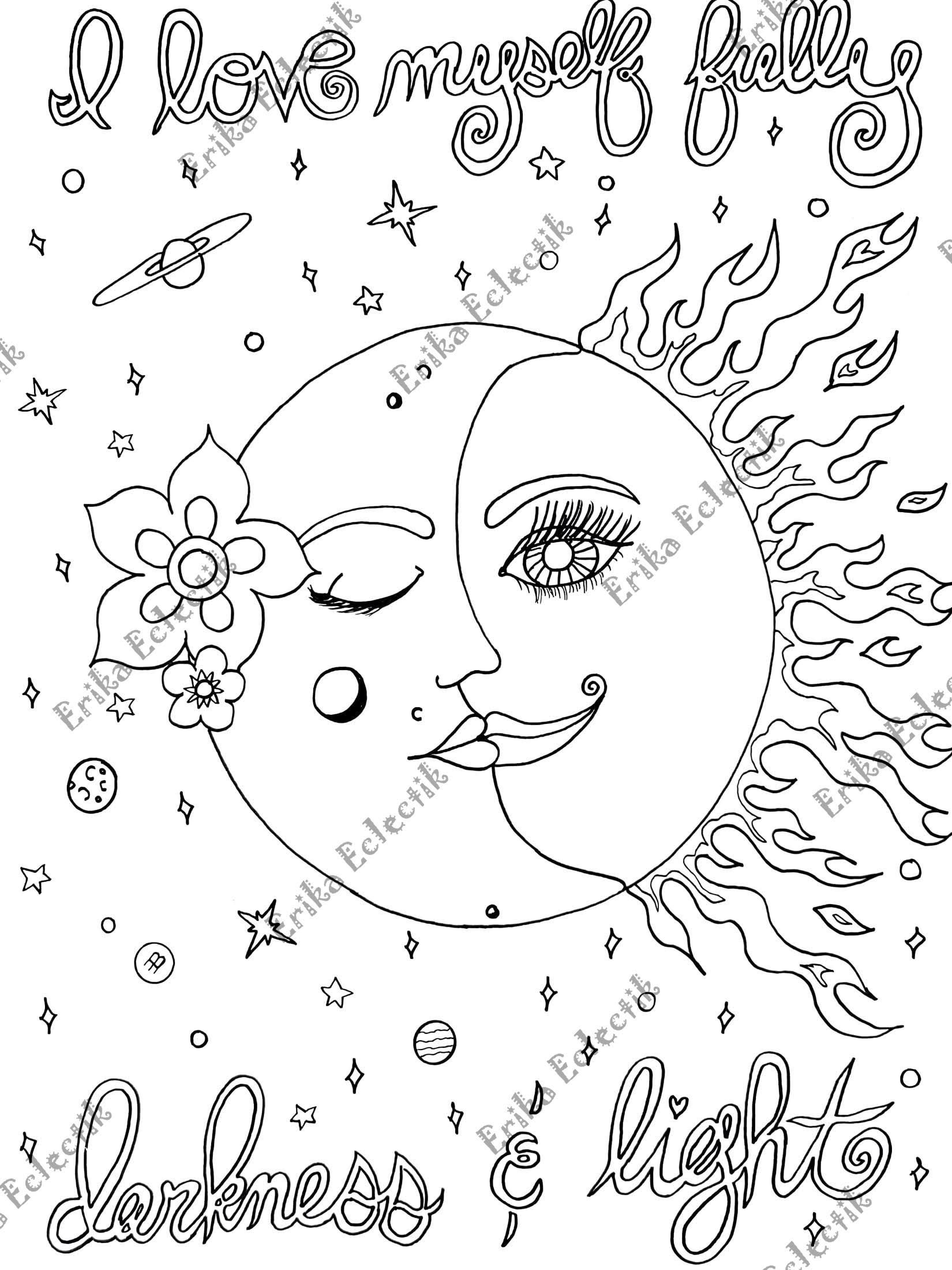 Mantras Pack of 6 Coloring Book Pages / Erika Eclectik Colouring Pages ...