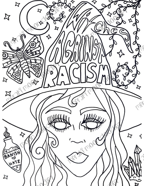 Witches Against Racism Coloring Book Page // Hand-drawn - Etsy