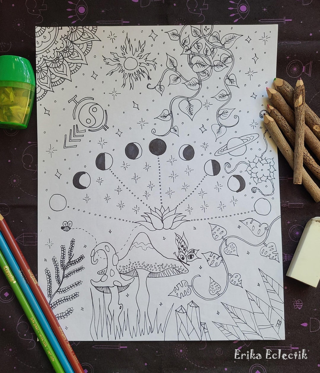Erika Eclectik Creative Coloring Book Page / Moon Goddess / Adult and ...