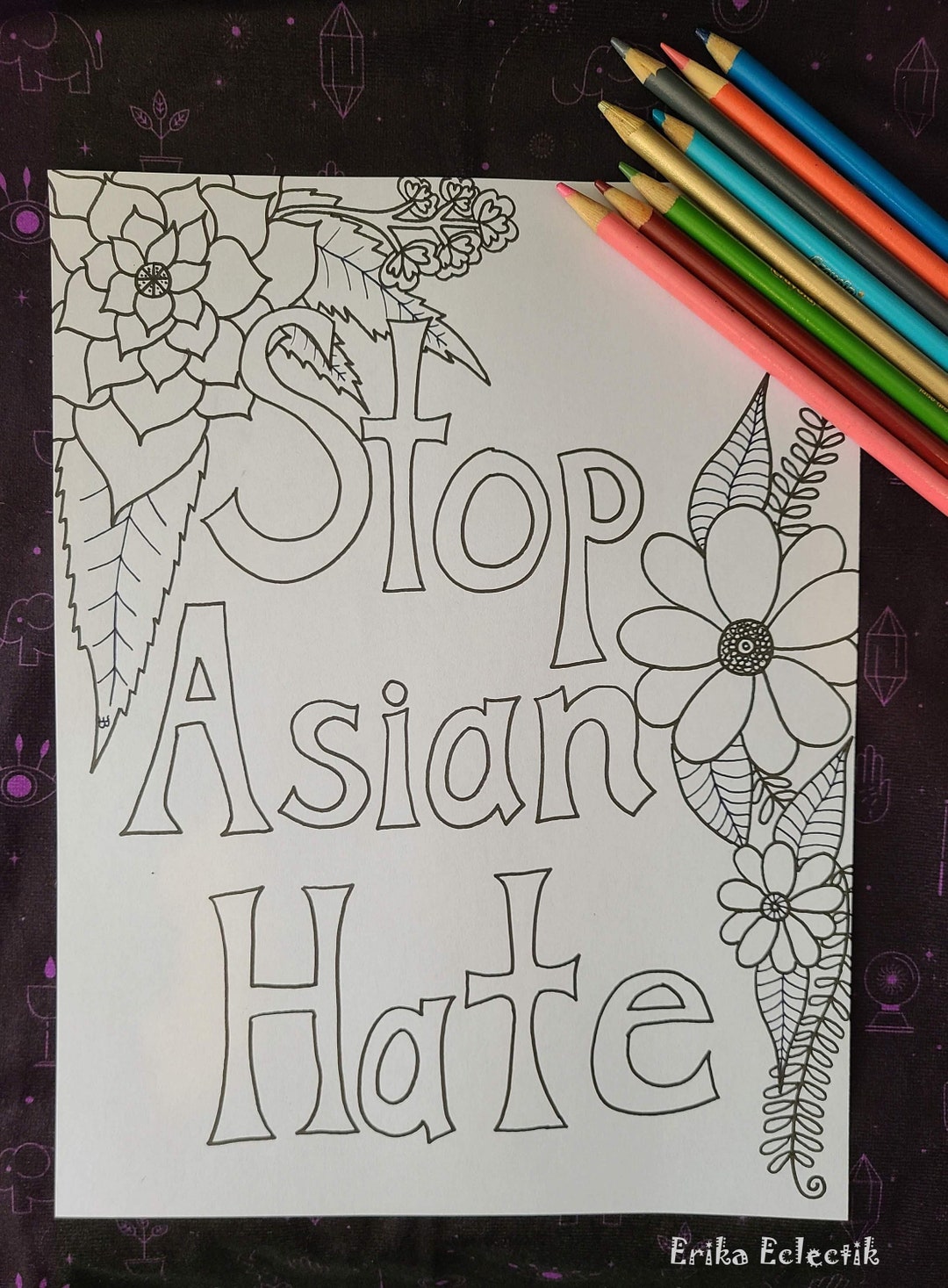 Stop Asian Hate Coloring Book Page / Anti-racist / Donate / Hand-drawn ...