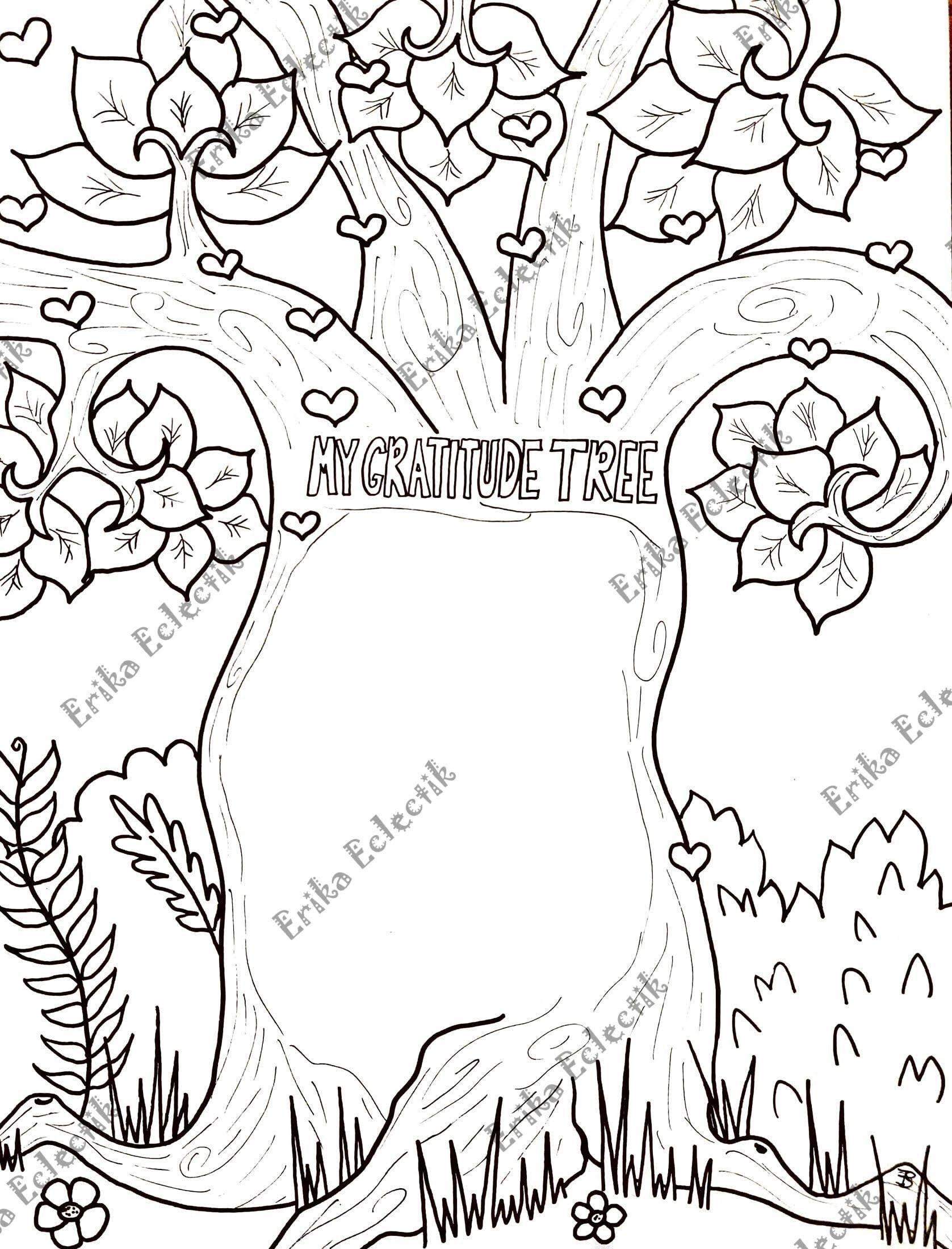 Gratitude Tree Activity Coloring Book Page / Gratitude Exercise ...