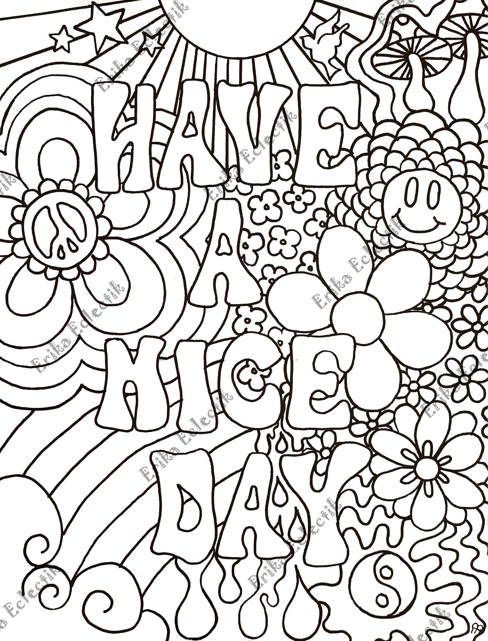 Psychedelic Pack of 6 Coloring Book Pages / Erika Eclectik Hand-drawn ...