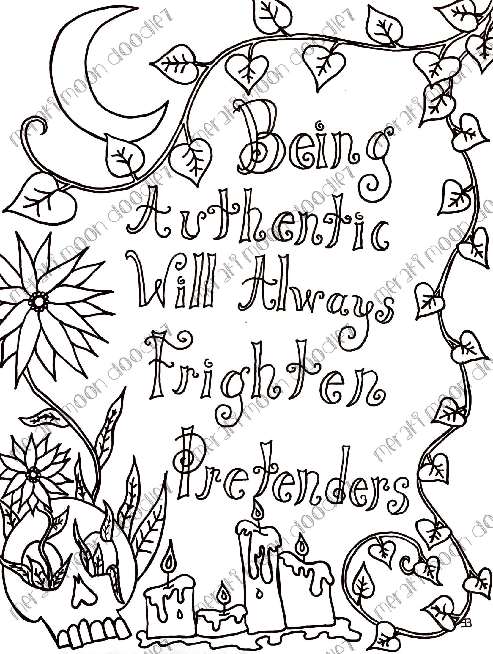 Authenticity Coloring Book Page // Hand-drawn Coloring Page // | Etsy