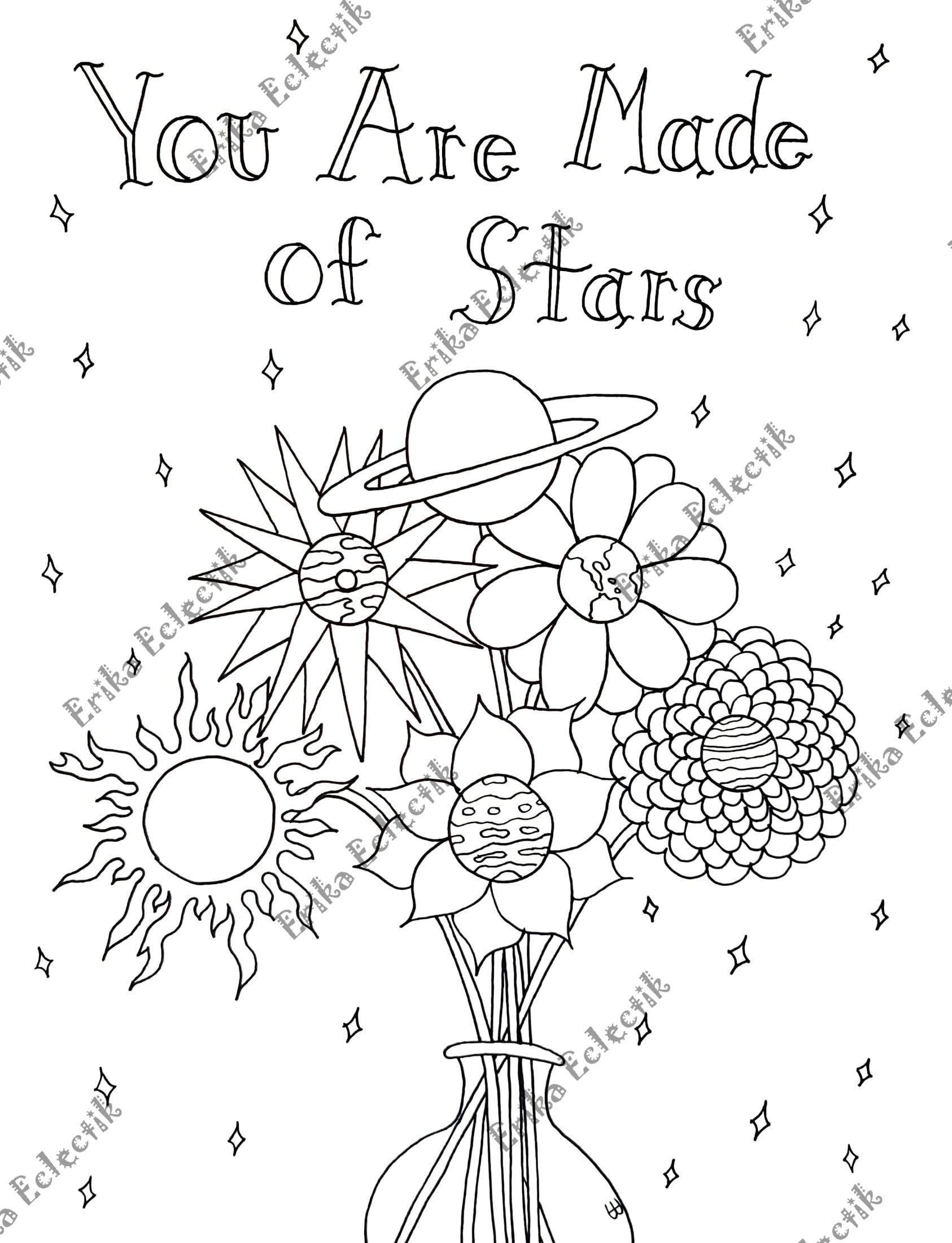 Celestial Pack of 5 / Printable Coloring Book / Erika Eclectik Coloring ...