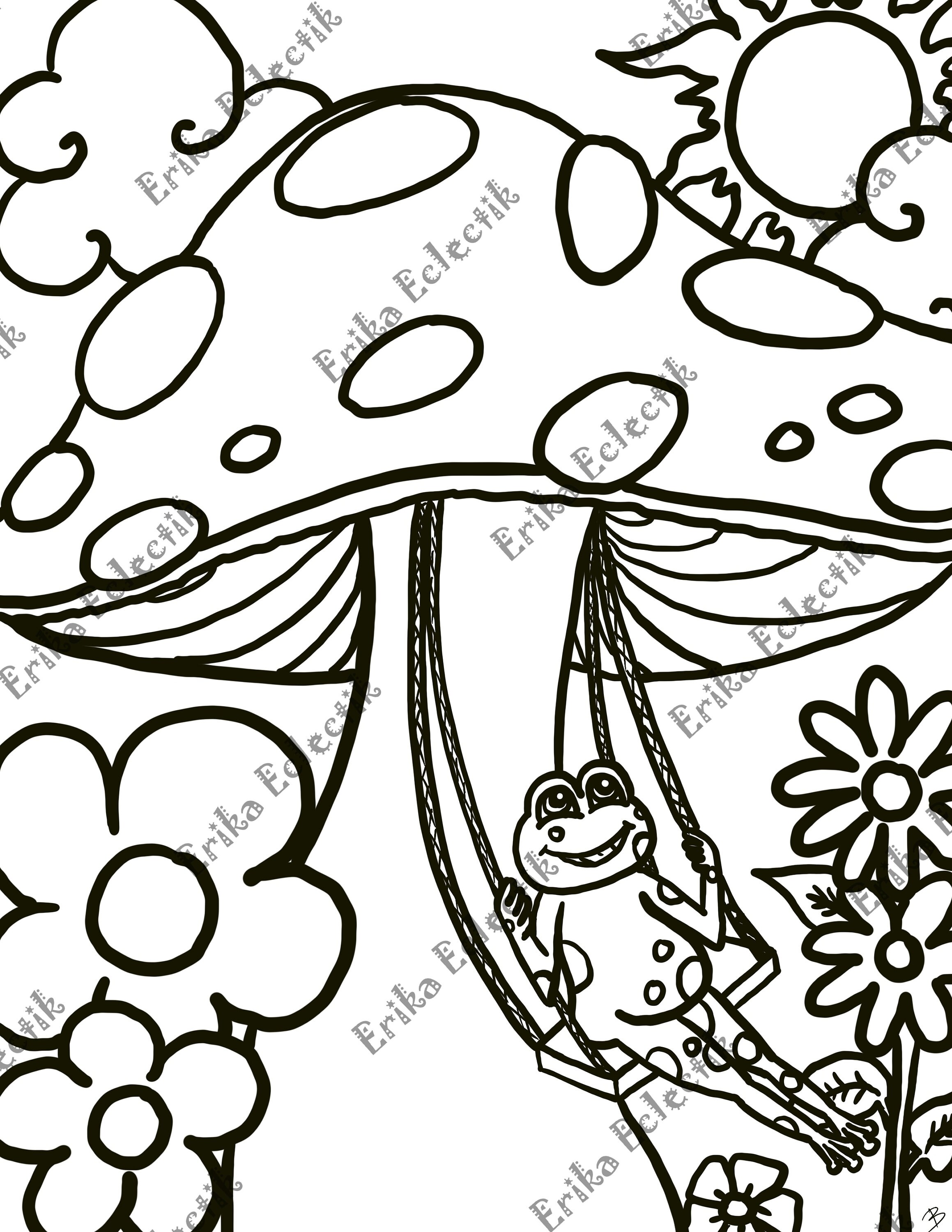 Happy Little Frog Coloring Book Page // Hand Drawn Print Your Own Adult ...