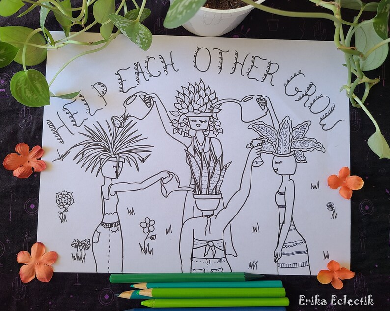 Help Each Other Grow Coloring Book Page / Empowering and Inspiring ...