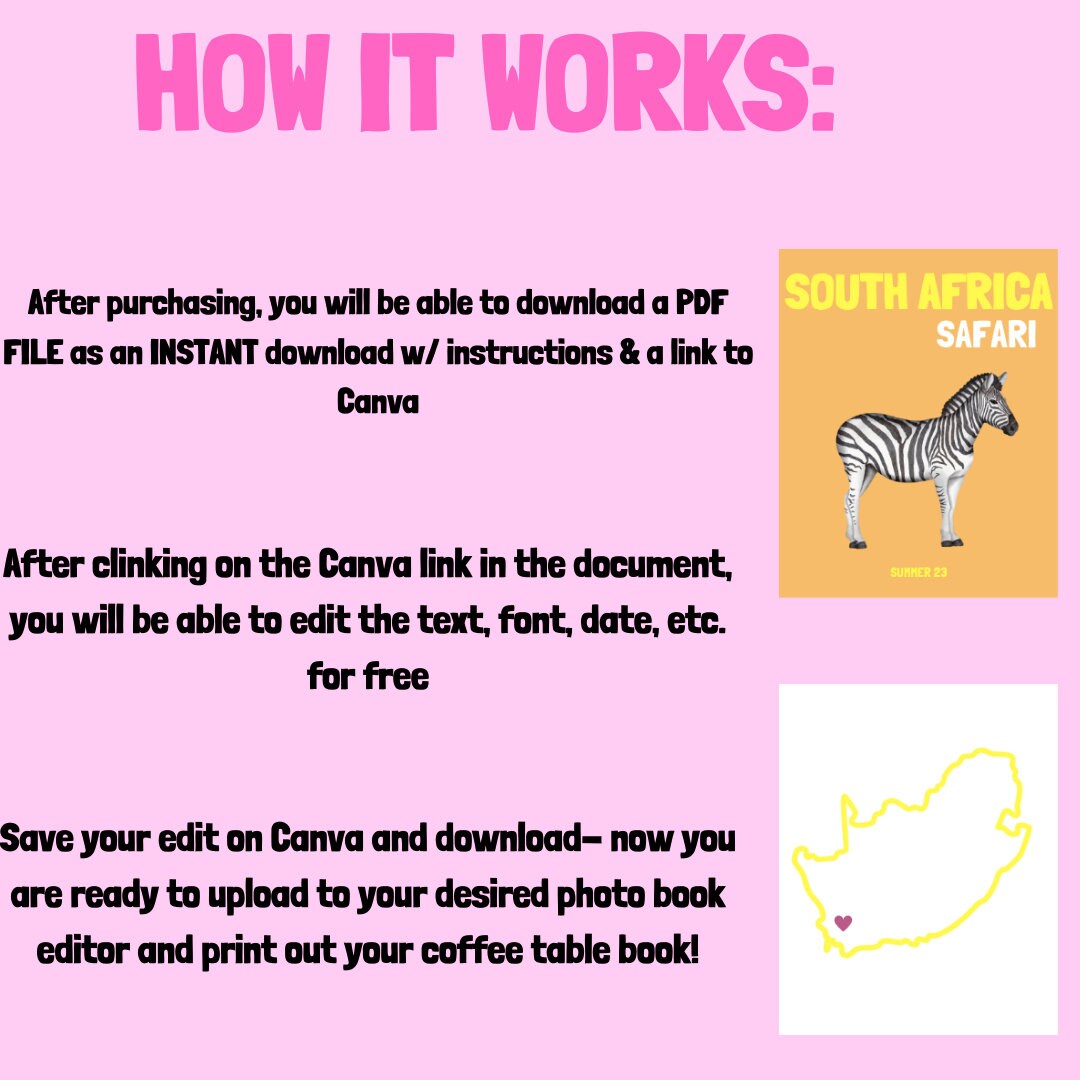 SOUTH AFRICA Travel Print Photo Book Template | Customizable Coffee ...