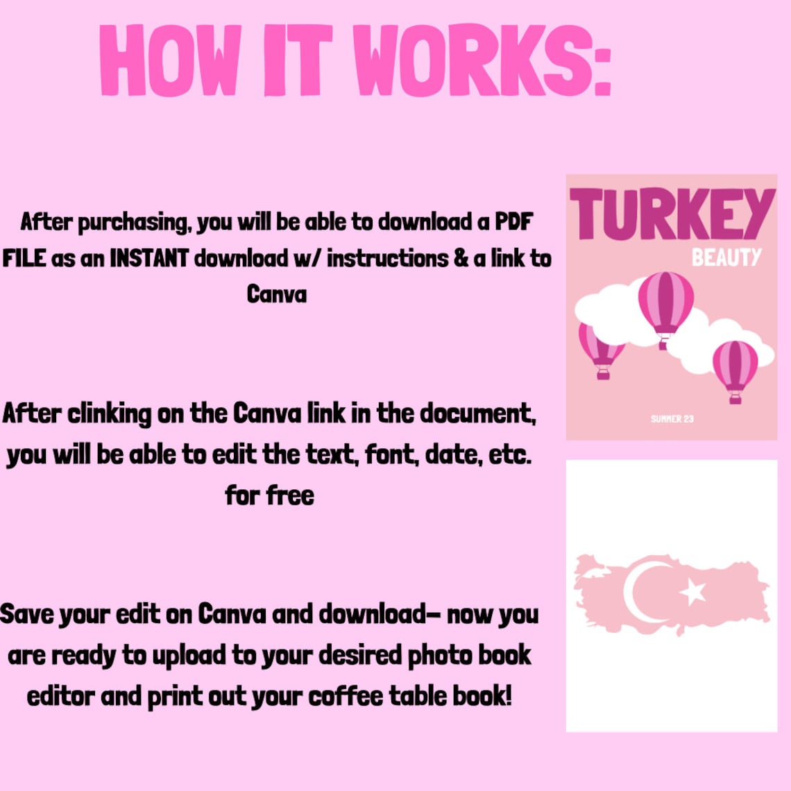 TURKEY Travel Print Photo Book Template | Customizable Coffee Book ...