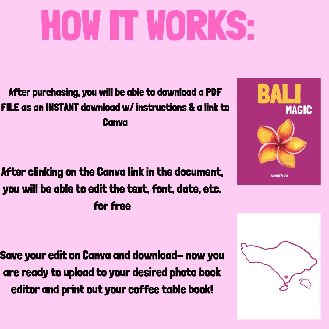 BALI Travel Print Photo Book Template | Customizable Coffee Book Table ...