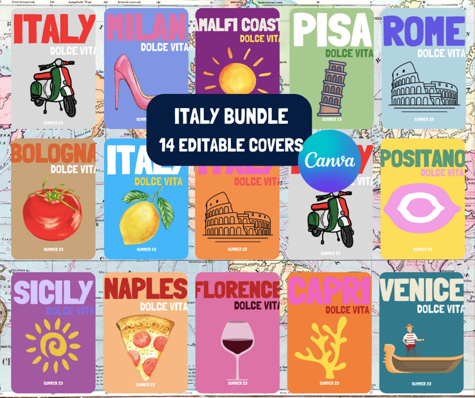 ITALY SET Travel Print Photo Book Template | Customizable Coffee Book ...