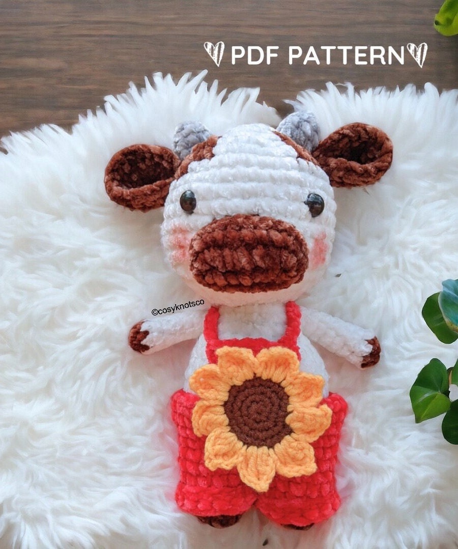 Cow Plush Sunflower Crochet Pattern Cow Pattern Cow Amigurumi PDF ...