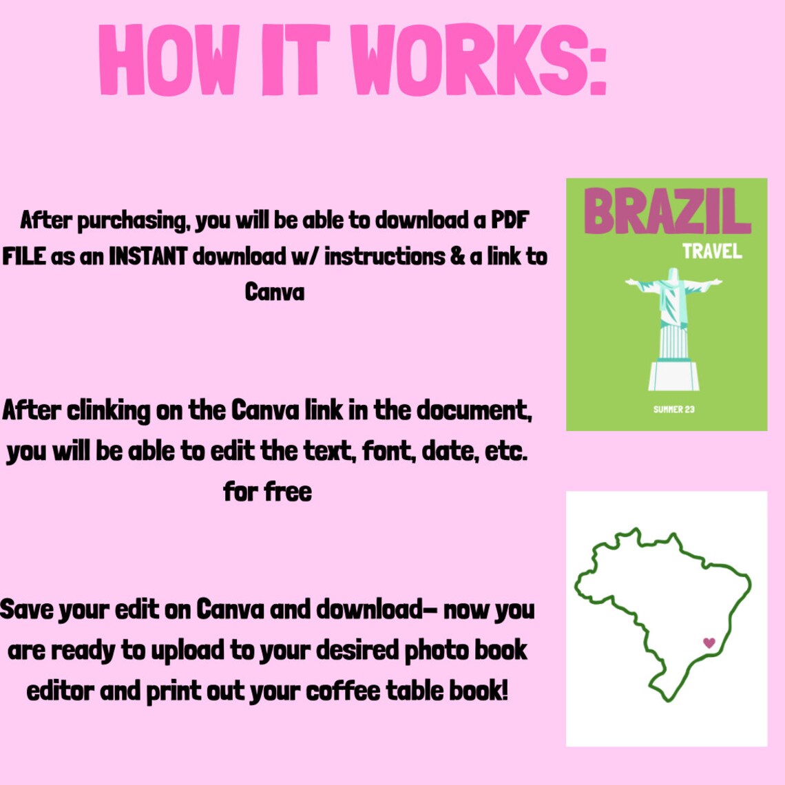 BRAZIL Travel Print Photo Book Template | Customizable Coffee Book ...