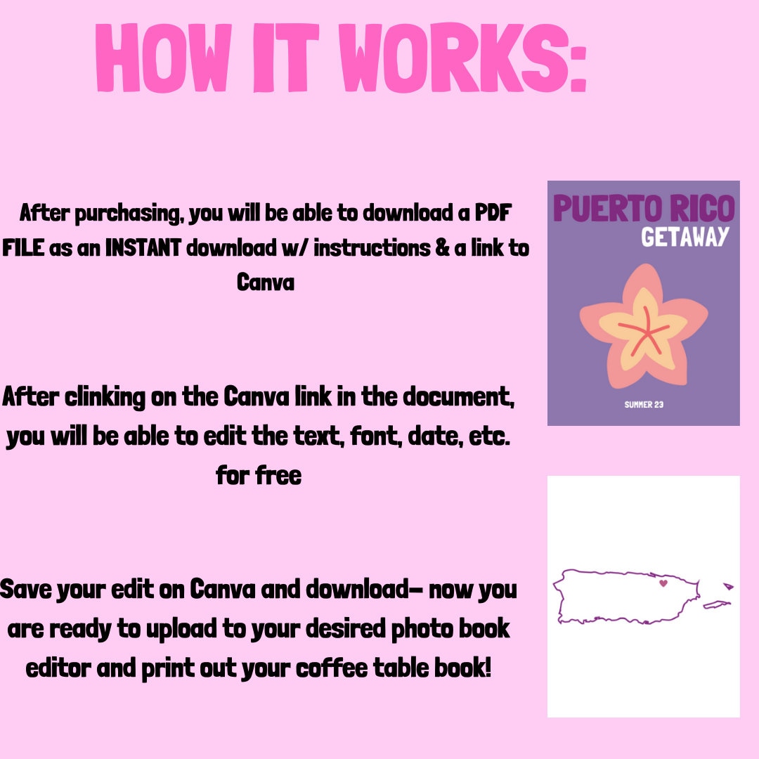 PUERTO RICO Travel Print Photo Book Template | Customizable Coffee Book ...